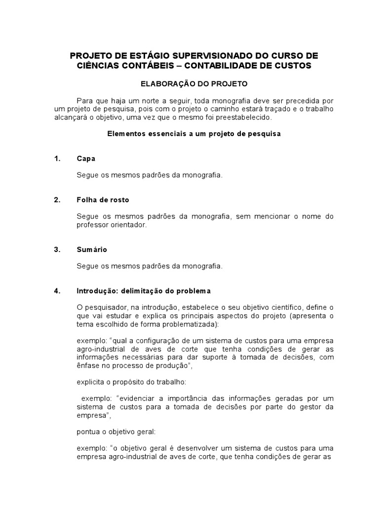 Roteiro de Projeto Contabilidade de Custos | Despesa | Contabilidade
