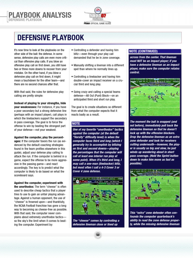 NCAA07 Defensive Playbook Final | PDF | American Football | Sport Variants