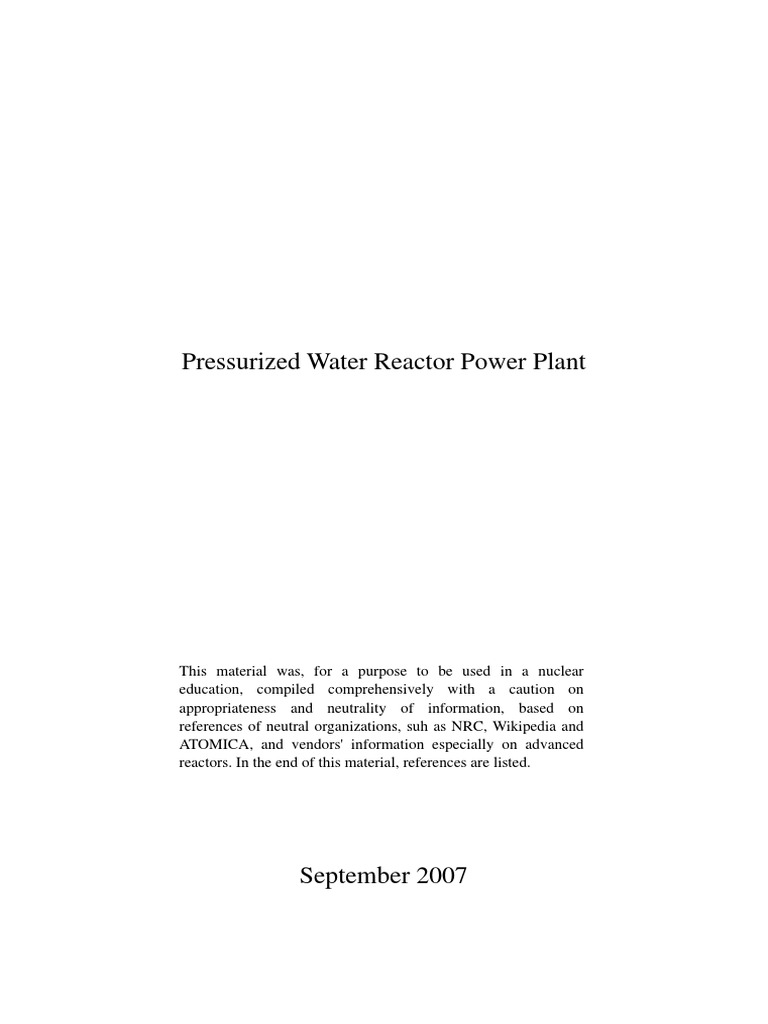 Pressurised Reactor Pow Plant Systems | PDF