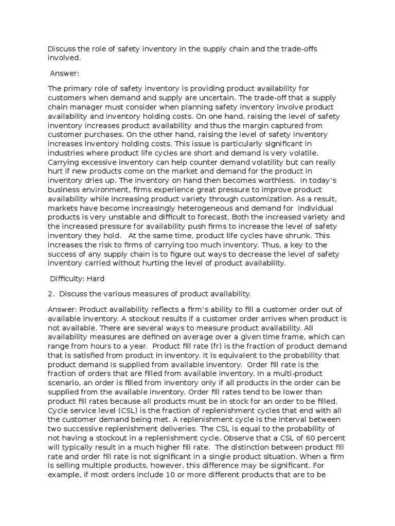 Safety Inv Theory | PDF | Inventory | Business