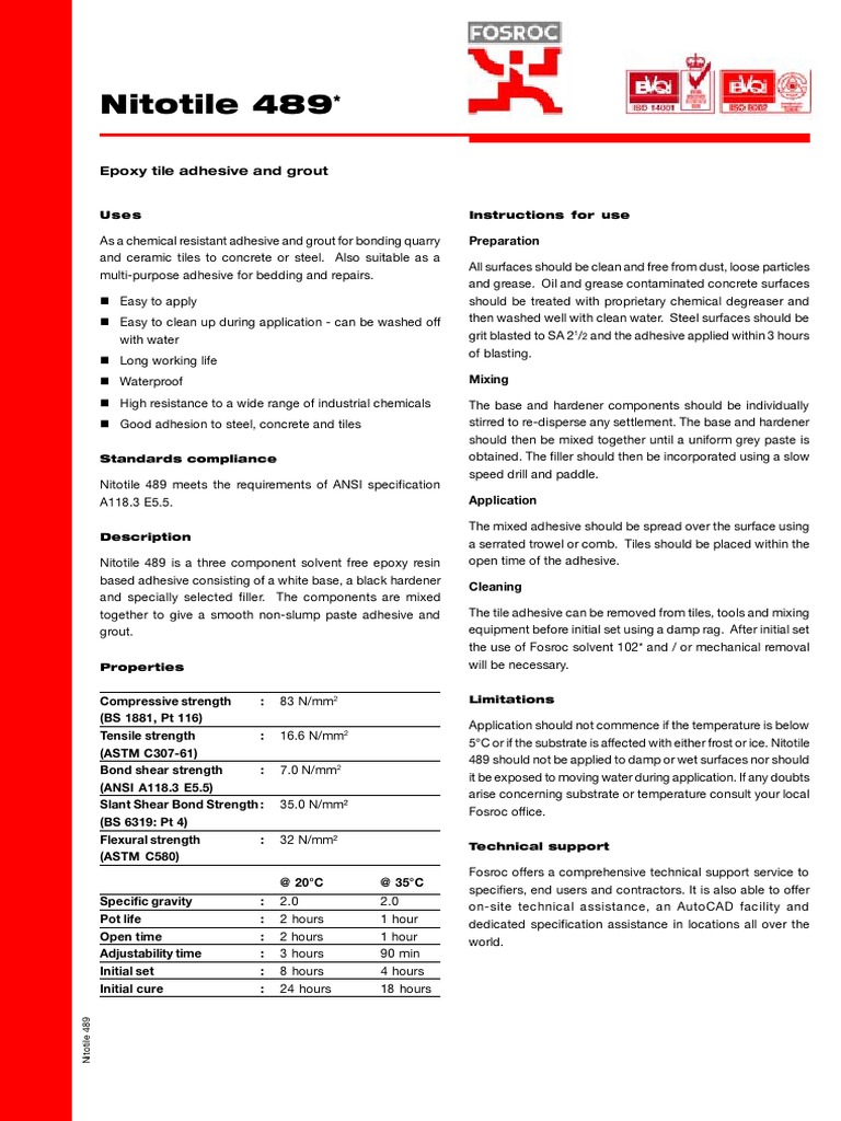 Nitotile 489 | PDF | Adhesive | Epoxy