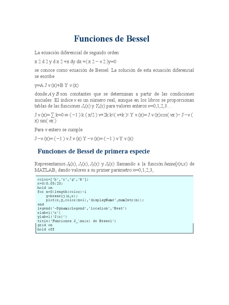 Funciones de Bessel | PDF | Matriz (Matemáticas) | Objetos matemáticos