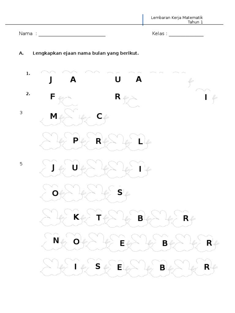 Latihan Nama Bulan Tahun 1 | PDF