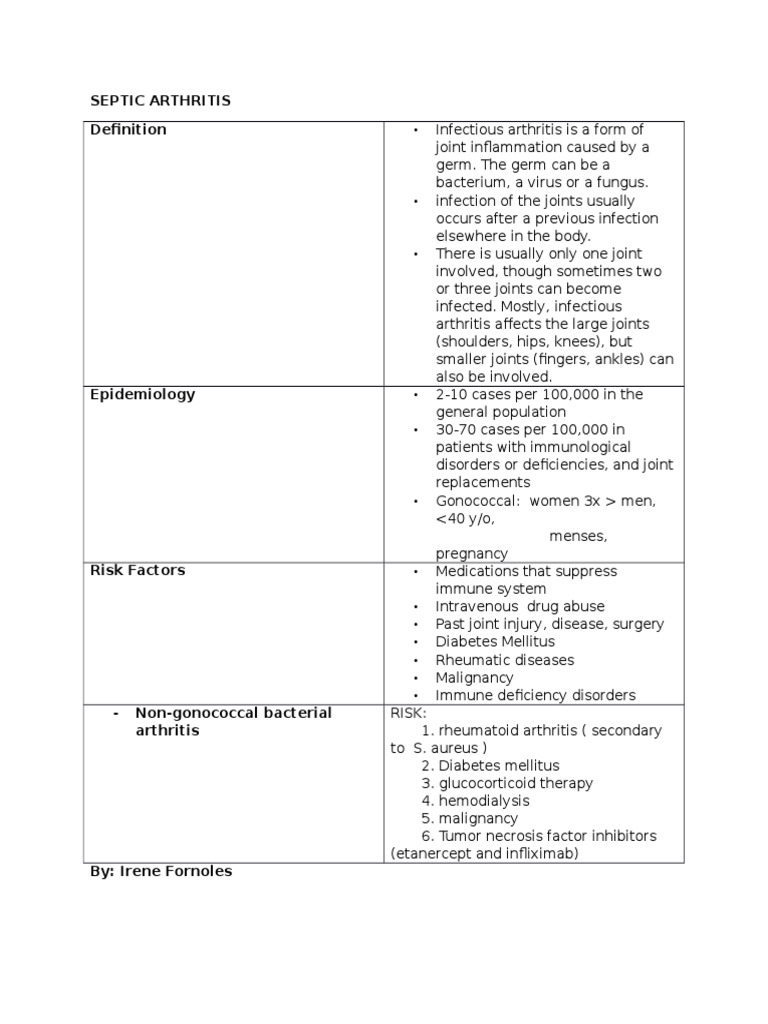 Septic Arthritis | PDF | Arthritis | Joint