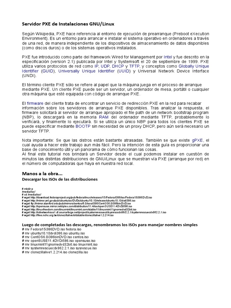 Servidor Pxe Linux | PDF | Red de arquitectura | Hardware de la computadora