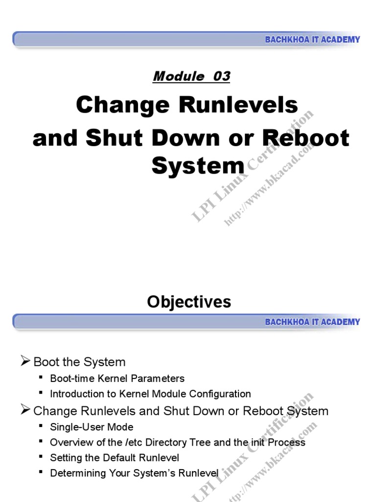 Module 03 - Change Runlevels and Shut Down or Reboot System | PDF | Classes Of Computers ...