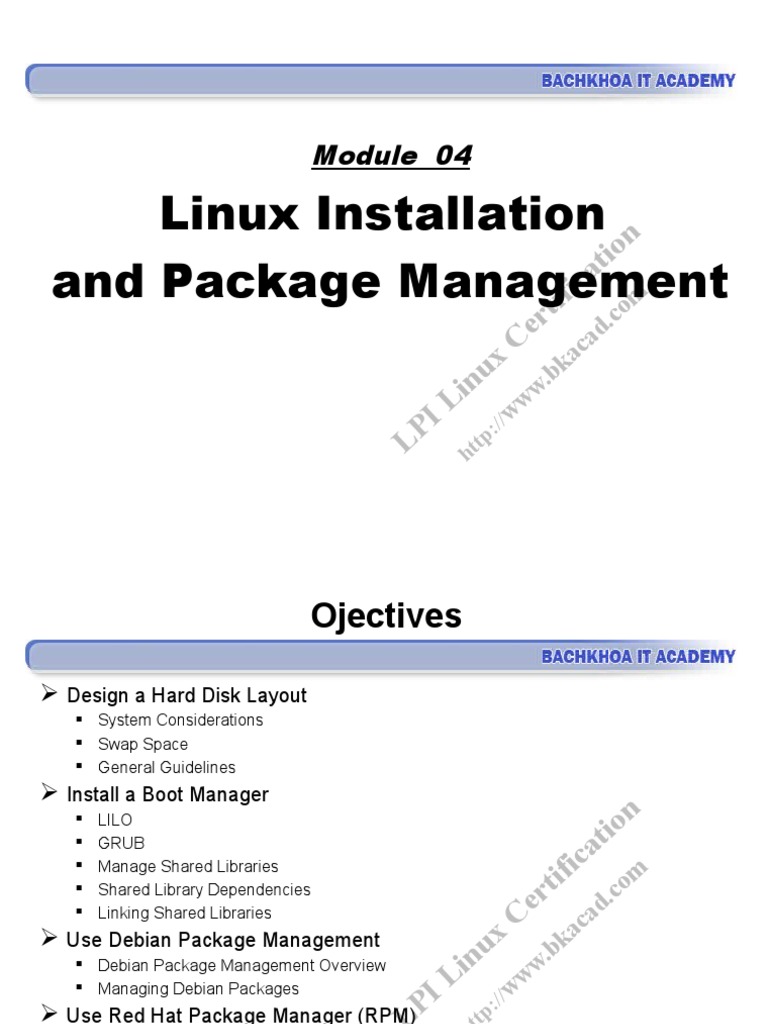 Module 04 - Linux Installation and Package Management | PDF | File System | Booting