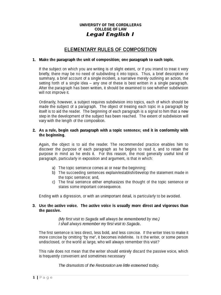 Elementary Rules of Composition | PDF | Paragraph | Linguistics