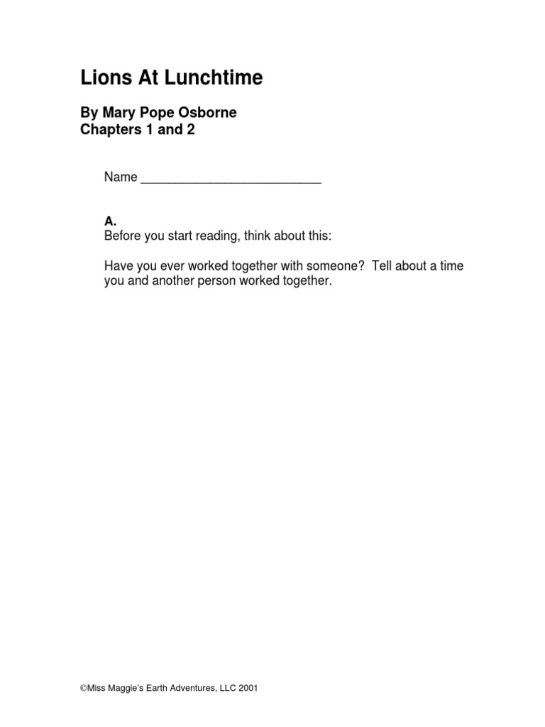 Lions At Lunchtime: An Accurate Title Reflecting the Content of ...