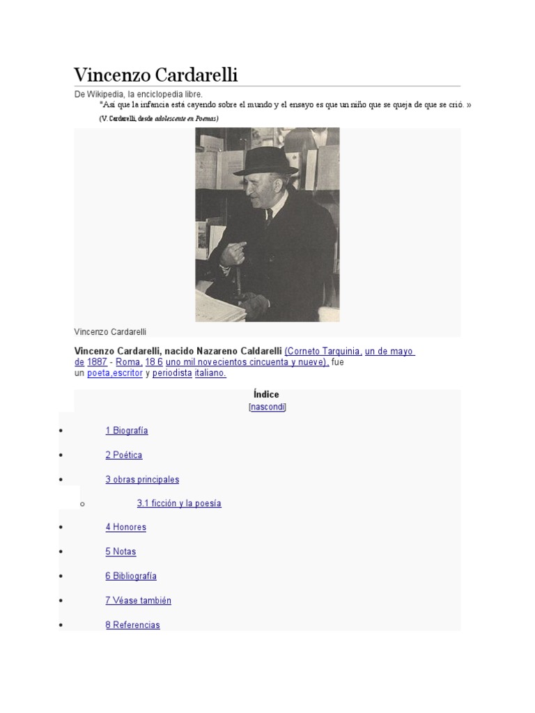 Biografía de Vincenzo Cardarelli | PDF | Roma | Vanguardia
