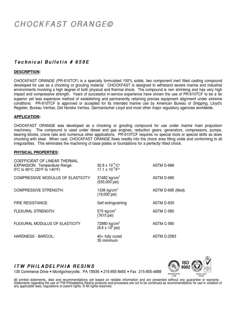 659E Chockfast Orange | PDF | Solid | Strength Of Materials
