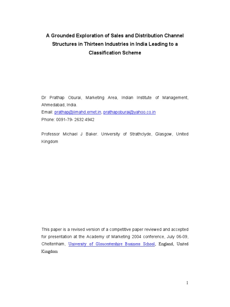 Sales Channel Structures in India | PDF | Qualitative Research | Retail