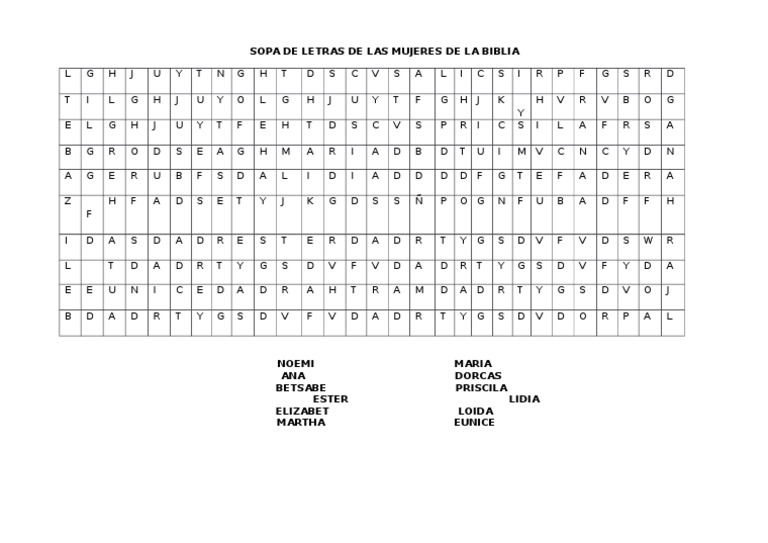 Sopa de Letras de Mujeres de La Biblia | PDF | Religión y espiritualidad