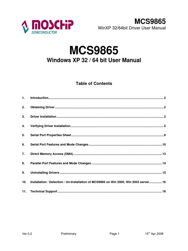 MCS9865 WinXP UM Ver0.2 | PDF | Device Driver | Installation (Computer Programs)