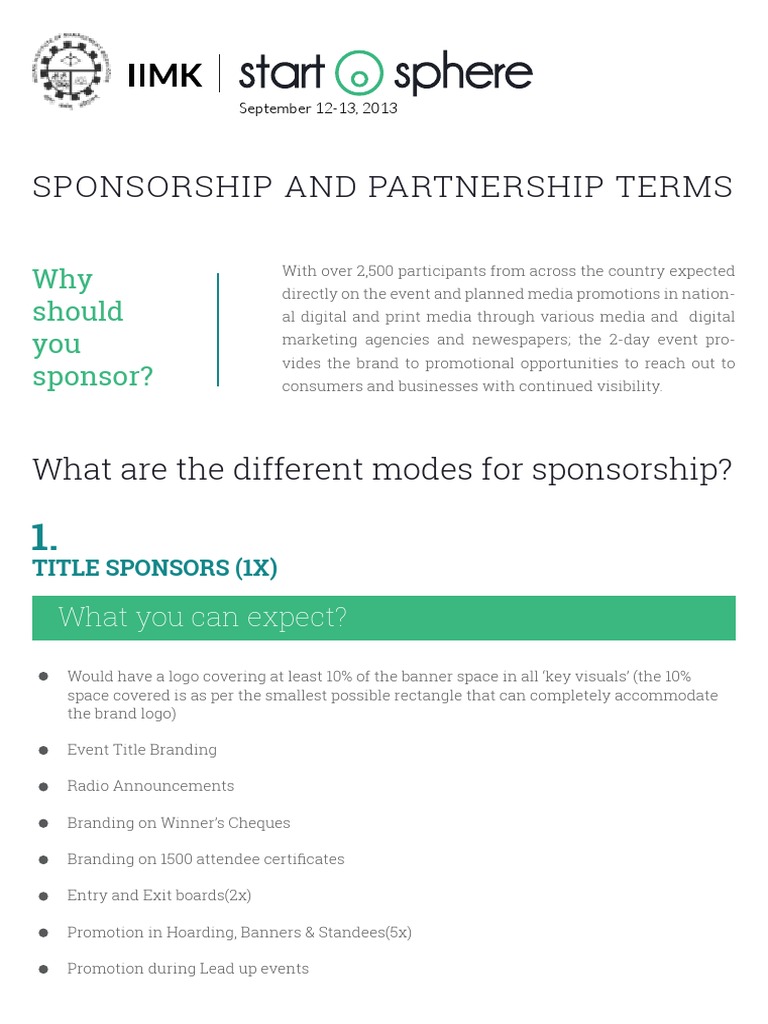 Sponsorship and Partnership Terms: Why Should You Sponsor? | PDF ...