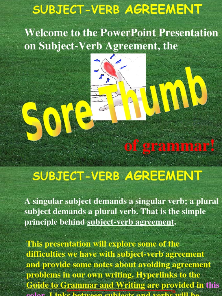 Sub Verb Agreement | Verb | Plural