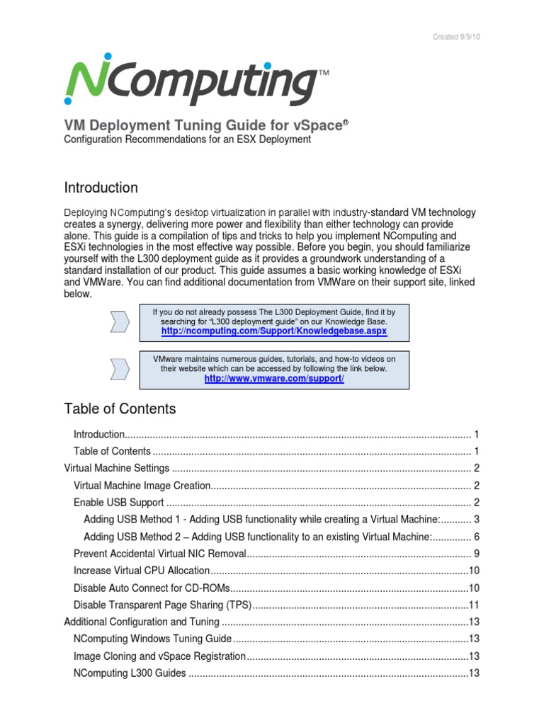 VM Deployment Tuning Guide v1.0 | PDF | Virtual Machine | Operating System Technology