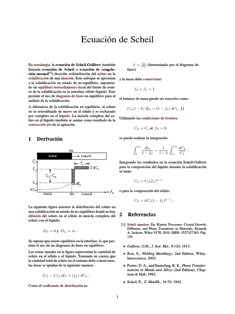 Ecuación de Scheil | PDF | Ingeniería de productos químicos | Mecánica ...