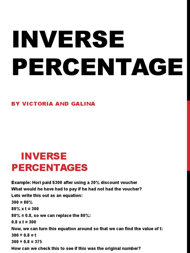Inverse Percentage Calculations Guide | PDF | Teaching Methods & Materials