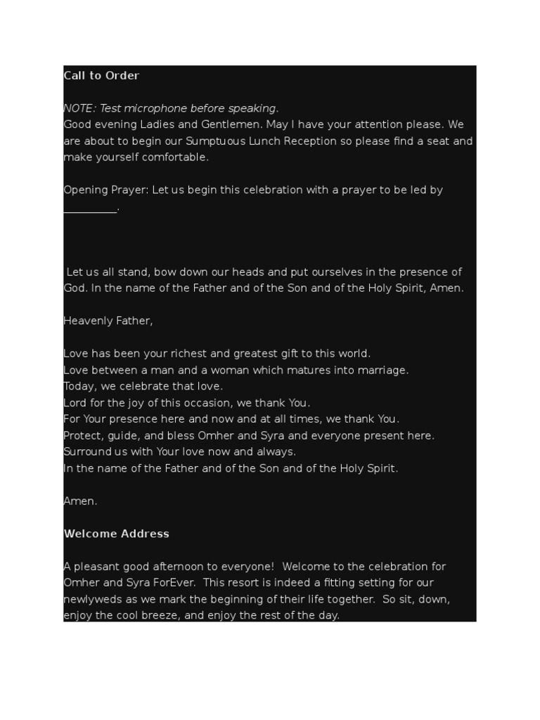 Wedding Script | PDF | Wedding | Bridesmaid