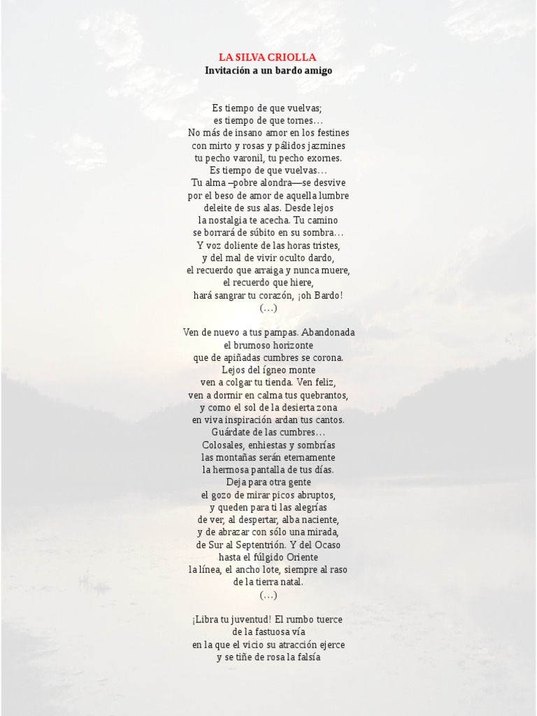 Silva Criolla: Poema de Lazo Martí | PDF | Naturaleza