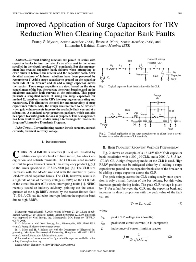 Improved Application of Surge Capacitors For TRV Reduction When ...