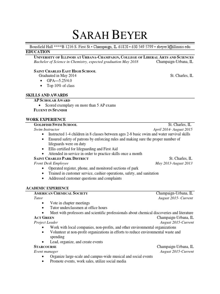 Sarah Beyer: Chemistry Student Profile | PDF