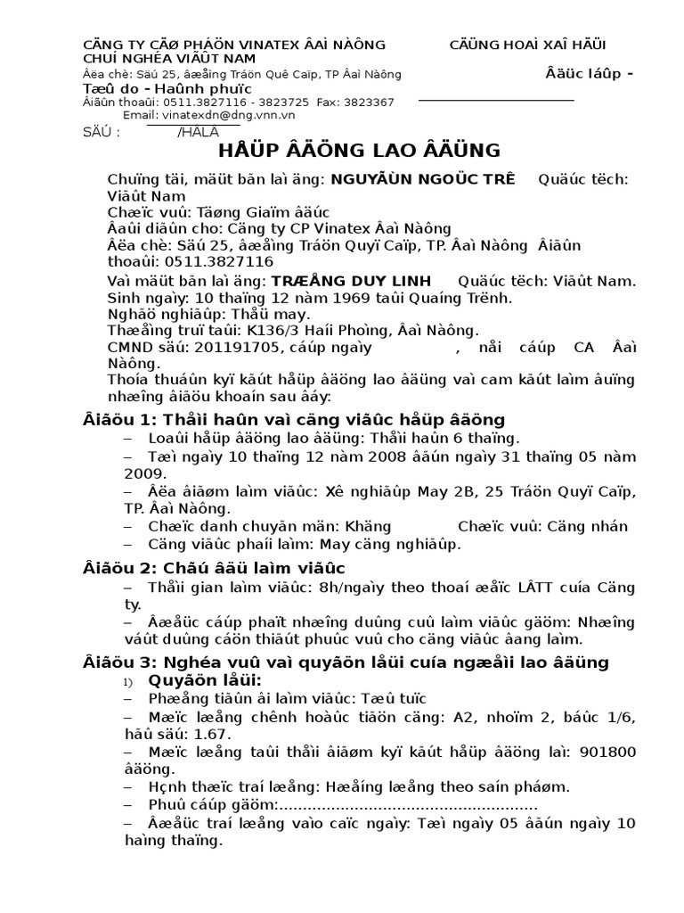 Hop Dong Lao Dong | PDF