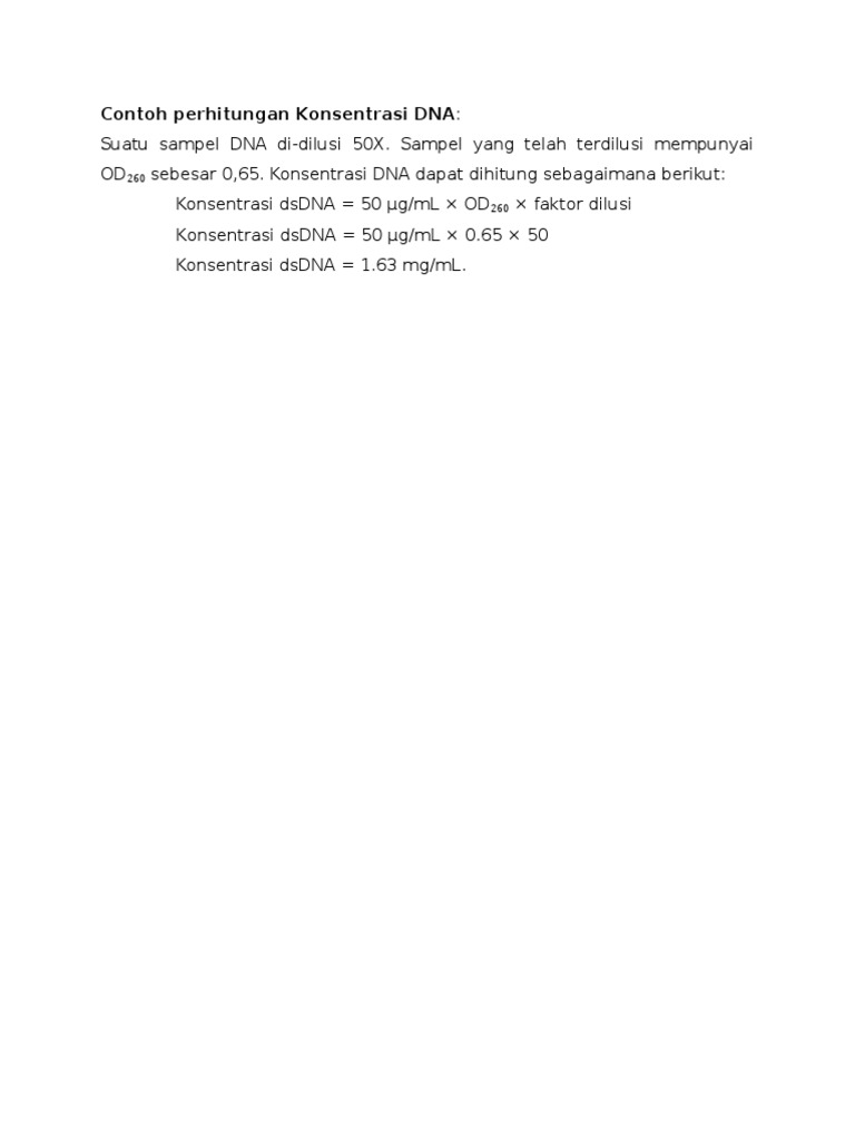 Hitung Konsentrasi DNA dengan OD260 | PDF | Sains & Matematika