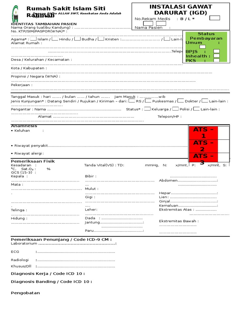 Format Status RM IGD-New.1 | PDF | Kesehatan Holistik