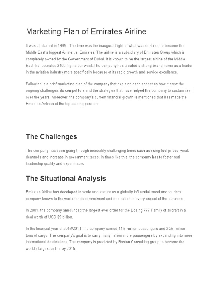 Marketing Plan of Airline | PDF | Airlines | United Arab Emirates