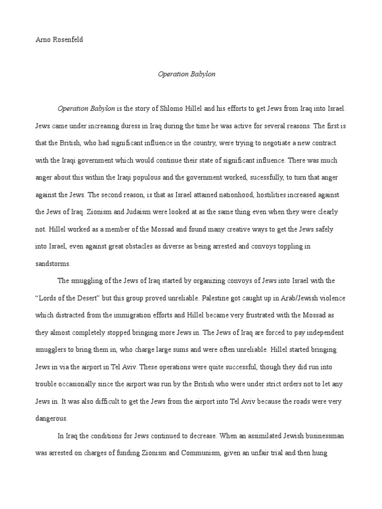 Operation Babylon: Rescuing Iraqi Jews | PDF | Jews | Israel