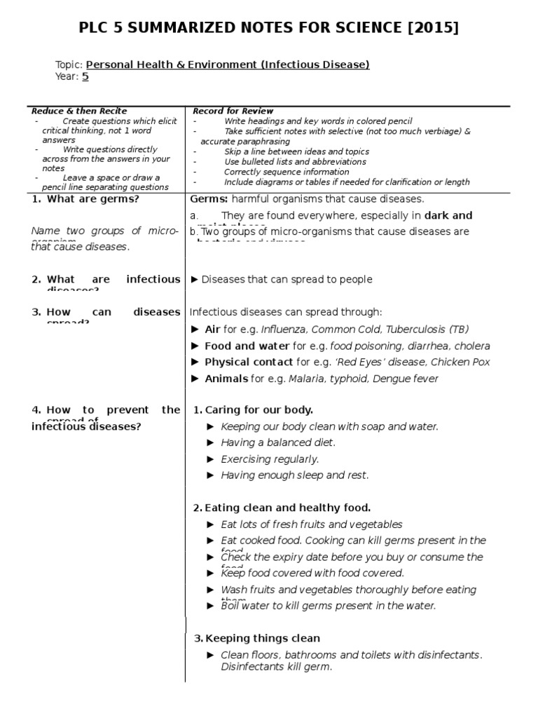 Infectious Disease Study Notes | PDF | Infection | Microorganism