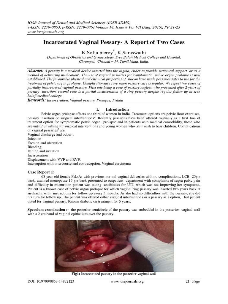 Incarcerated Vaginal Pessary Cases Report | PDF | Vagina | Surgery