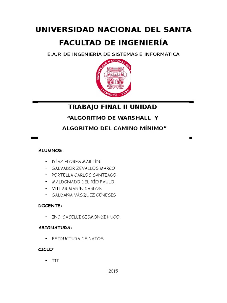 Algoritmo de Marshall y Camino Mínimo | PDF | Programación de computadoras | Algoritmos y ...