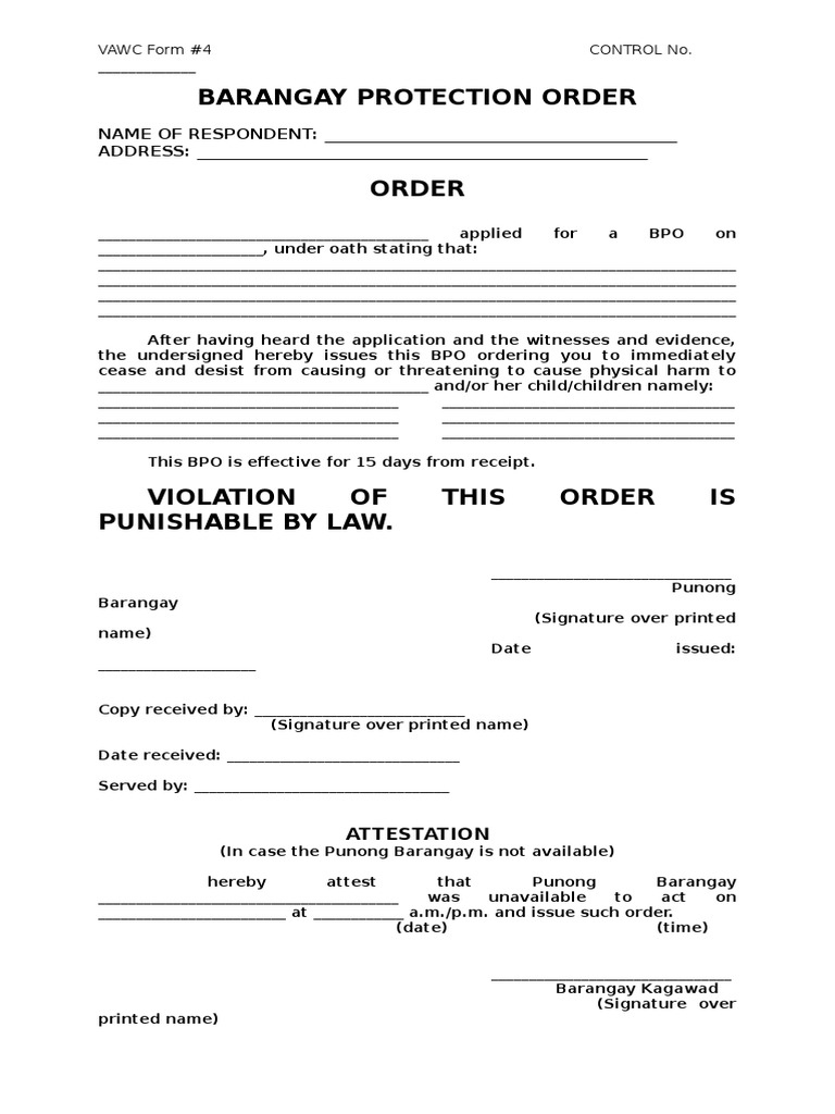 Brgy. Protection Order | PDF
