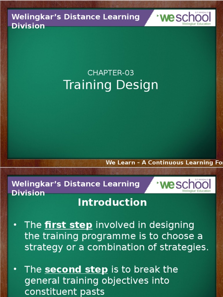 Training Design: Welingkar's Distance Learning Division | PDF ...