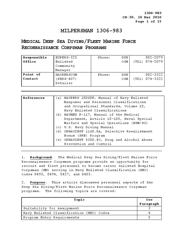 1306 983 | PDF | Underwater Diving | United States Navy