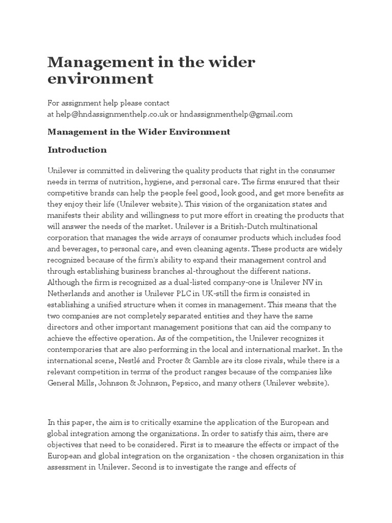 Management in The Wider Environment | PDF | Corporate Social ...