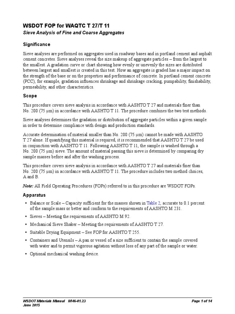 Aashto T27-T11 | PDF | Nature