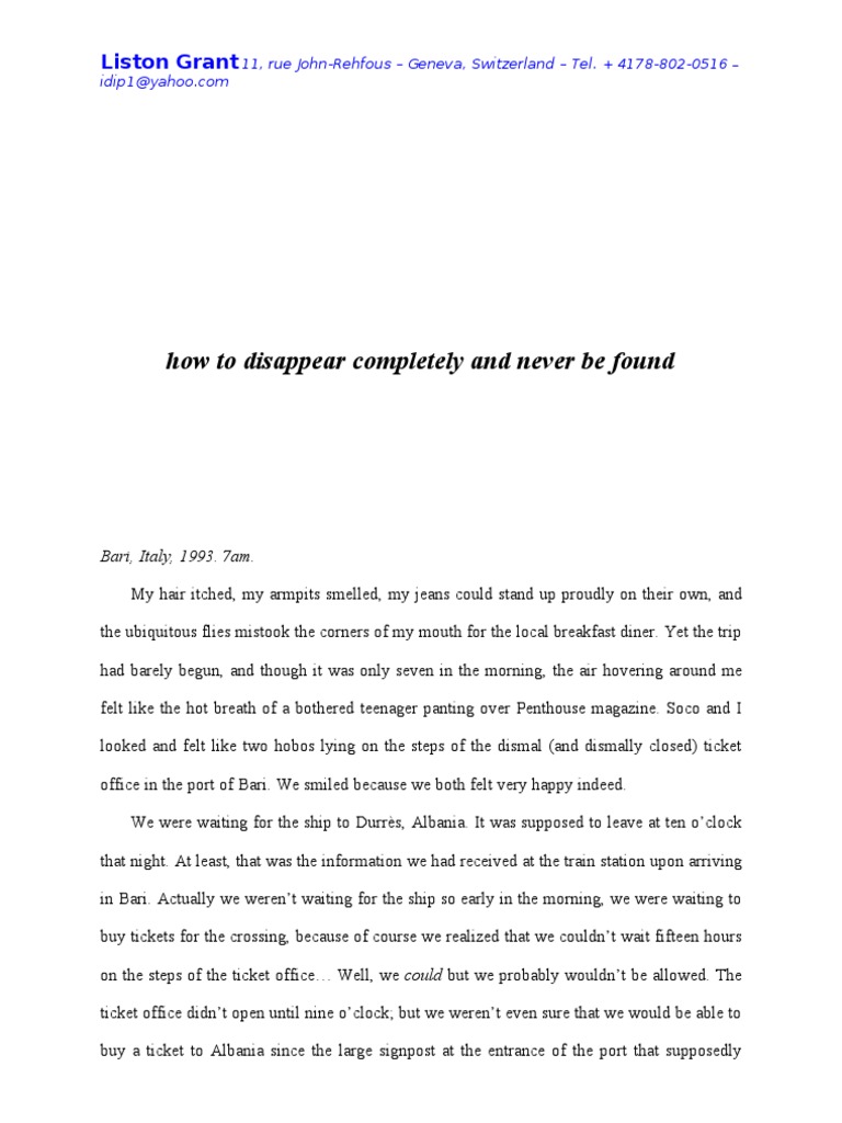 How To Disappear Completely | Download Free PDF | Nature
