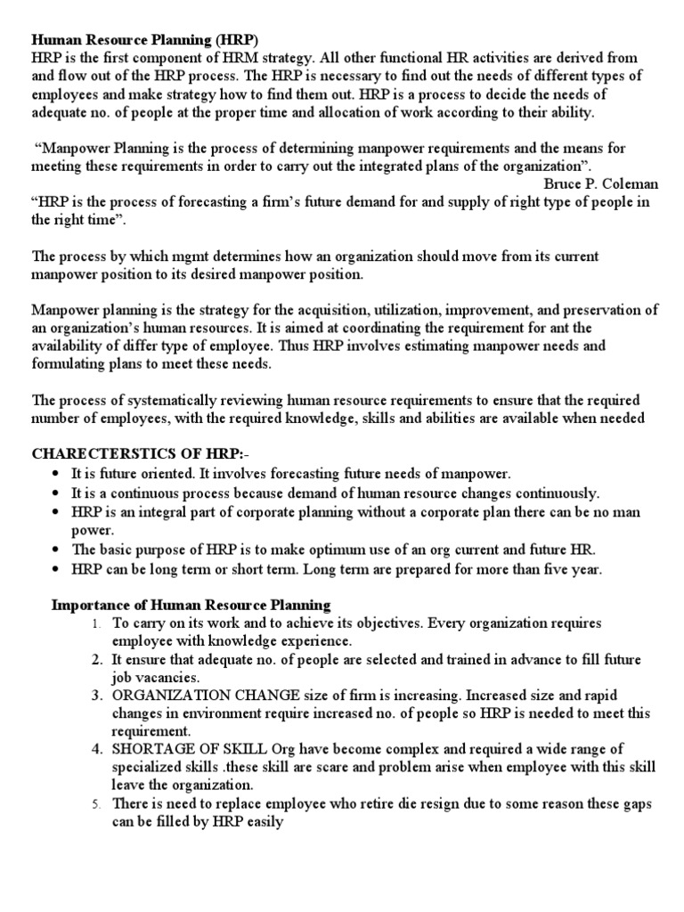Human Resource Planning (HRP) HRP Is The | PDF | Human Resources ...