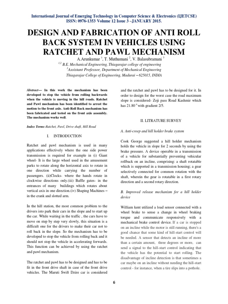 514design and Fabrication of Anti Roll Back System in Vehicles Using ...