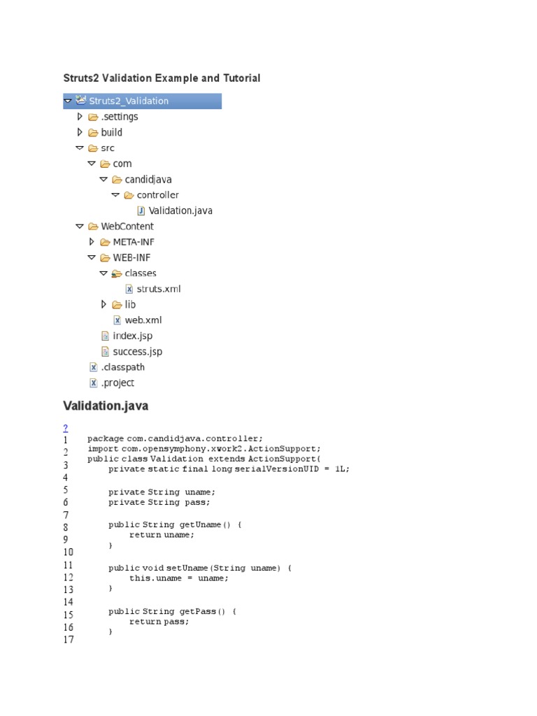 Struts2 Validation Example and Tutorial | PDF