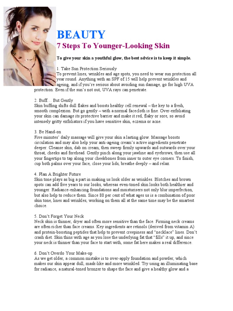 BEAUTY (7 Steps To Look Make Your Skin Younger) | PDF | Coronary Artery ...