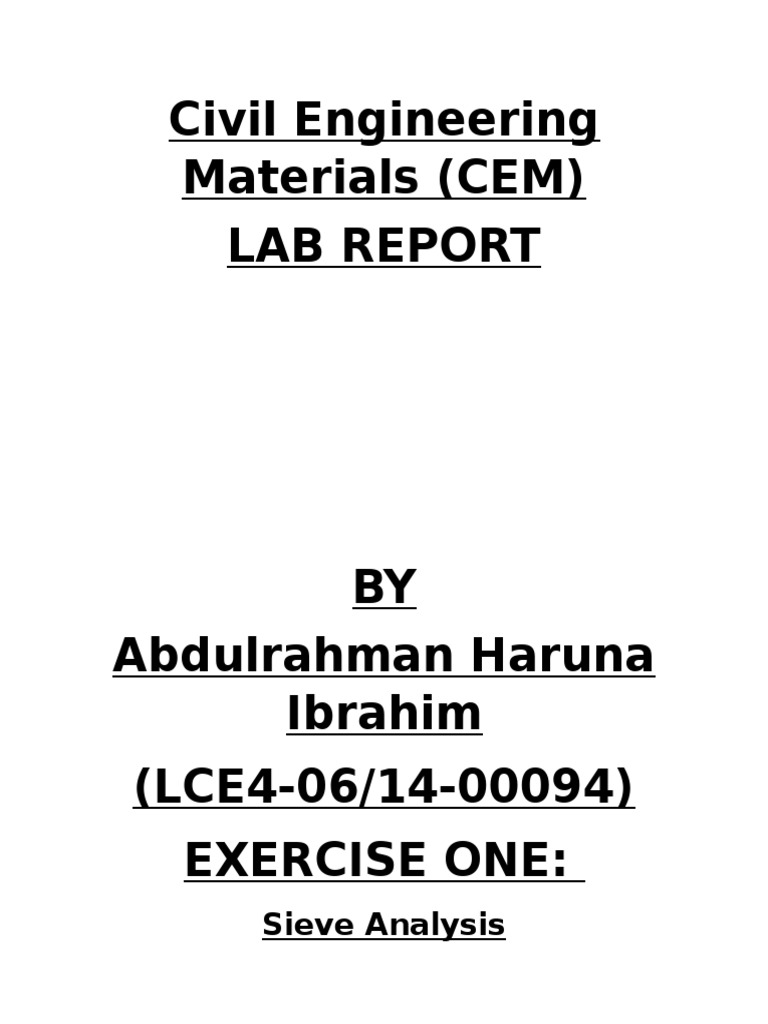 Civil Engineering Material Lab Report | PDF | Concrete | Nature