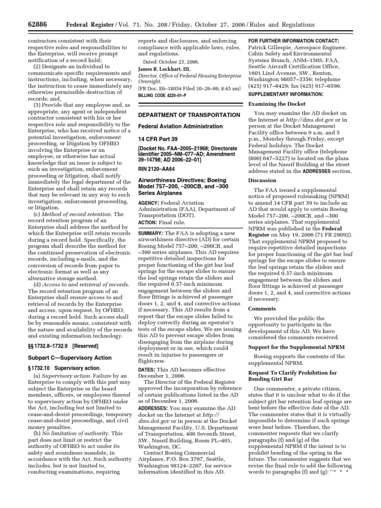 Rule: Airworthiness Directives: Boeing | PDF | Federal Aviation ...