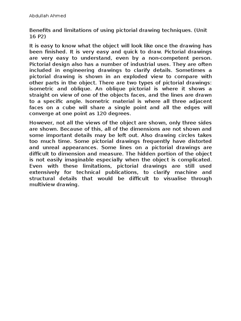 Benefits and Limitations of Using Pictorial Drawing Techniques | PDF ...