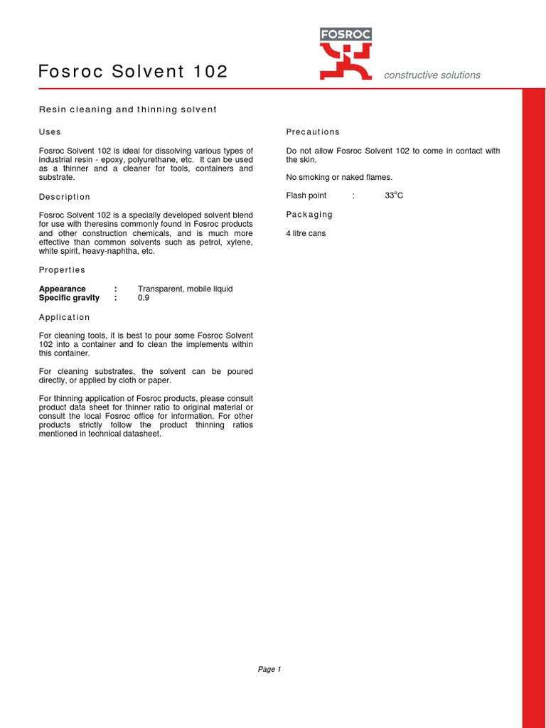 Fosroc Solvent 102 | PDF