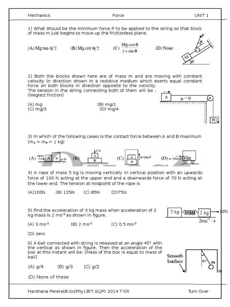 Minimum Force for Block Movement | PDF | Tension (Physics) | Force